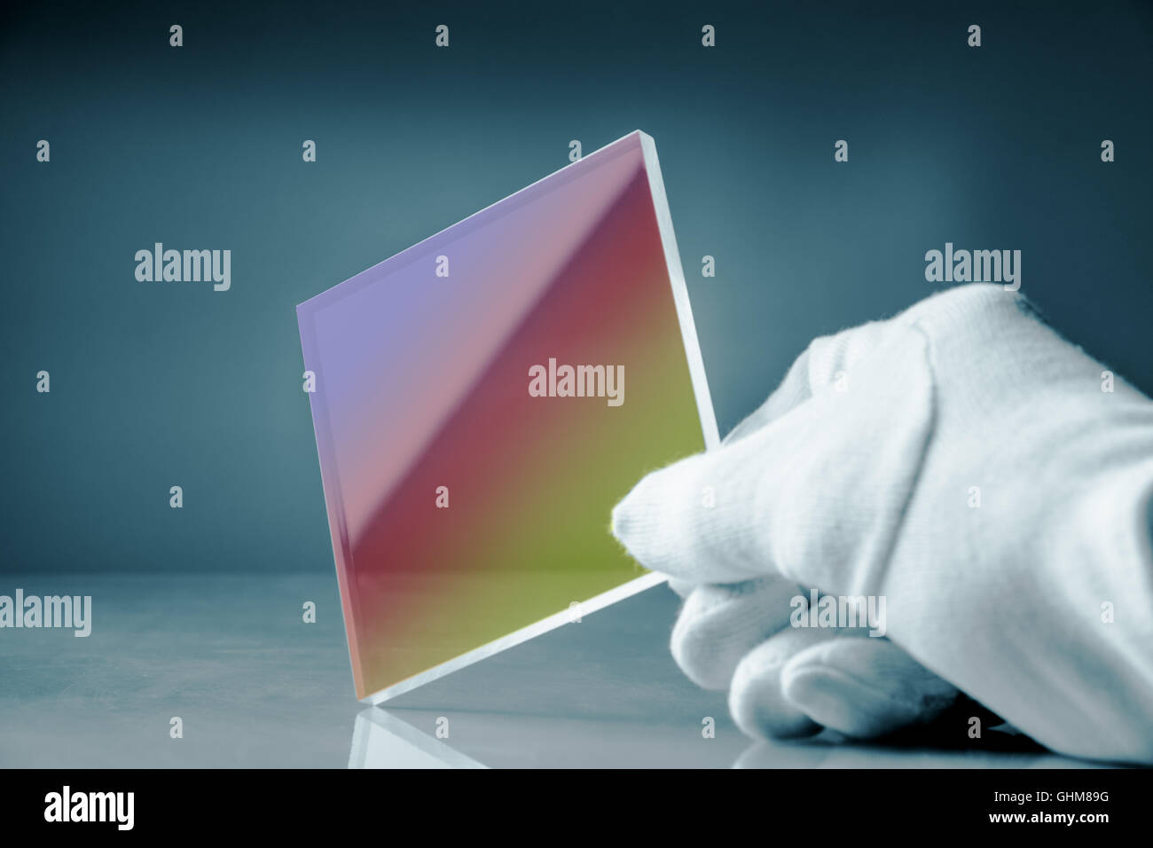 anti-reflective glass with an optical interference coating Stock Photo ...