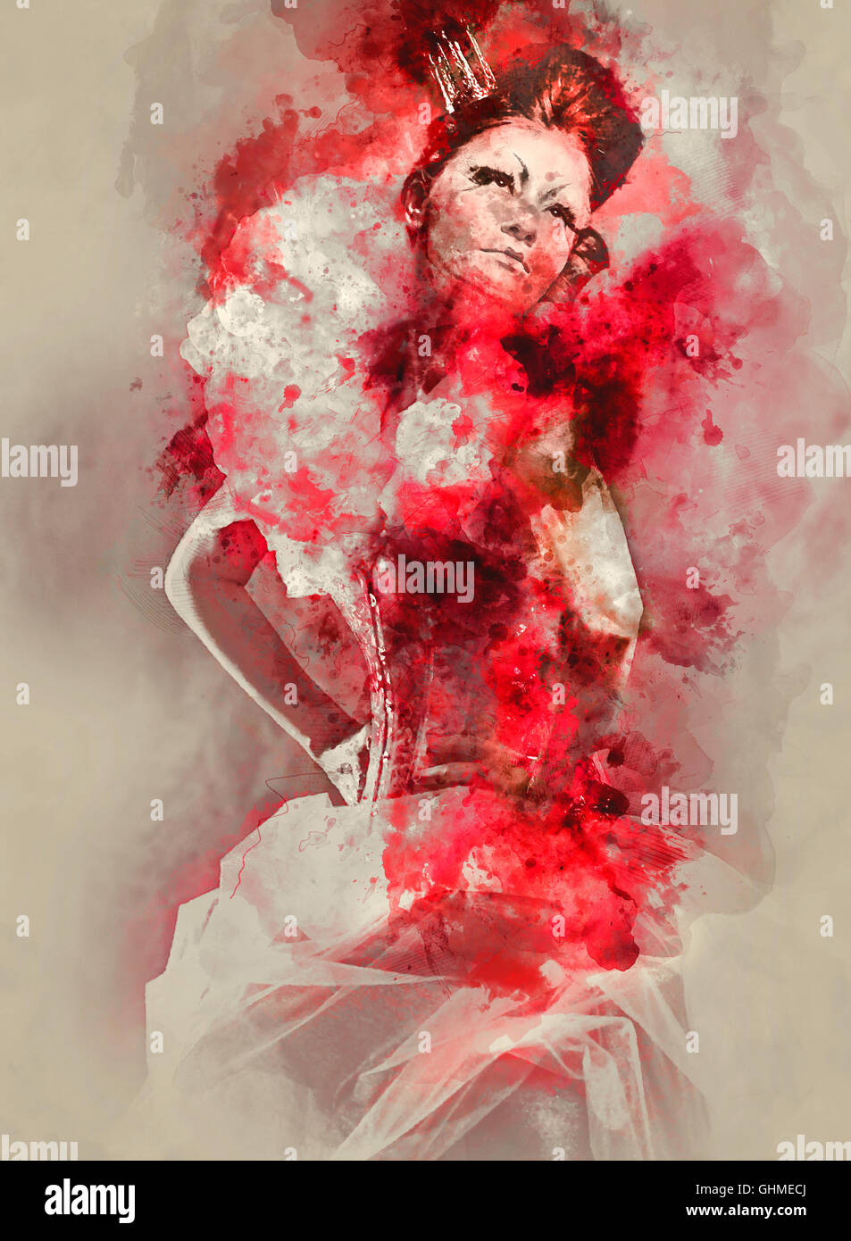 Digital watercolor painting of a Red Queen Stock Photo - Alamy