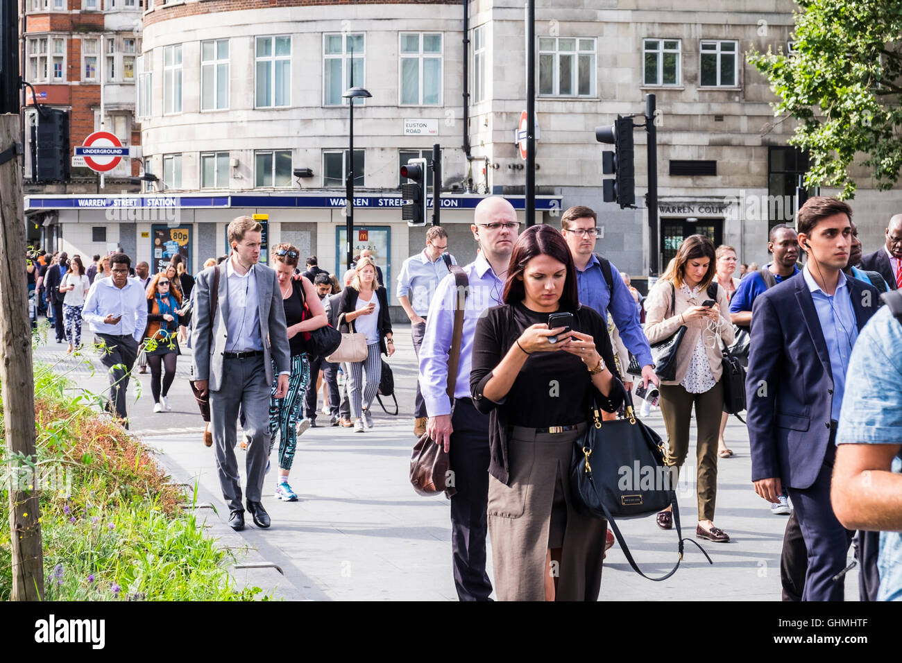 Morning commuters, Euston Road, London, England, U.K Stock Photo - Alamy
