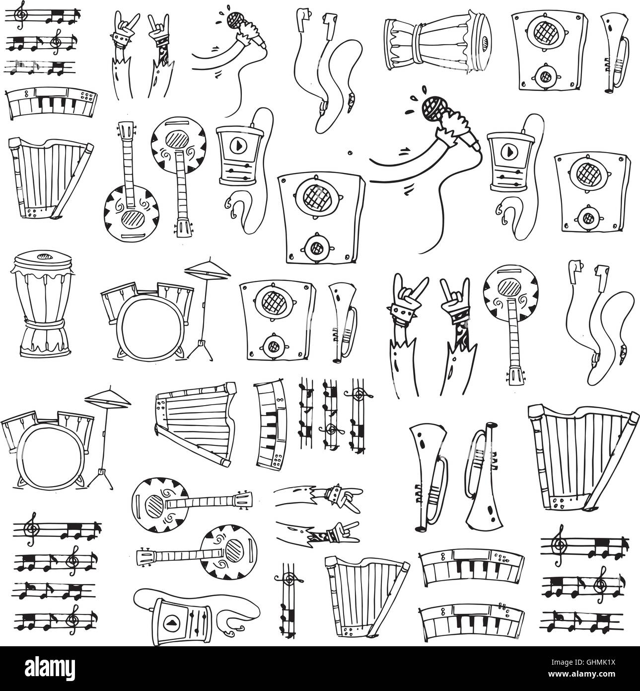 Doodle of hand draw music vector art Stock Vector Image & Art - Alamy