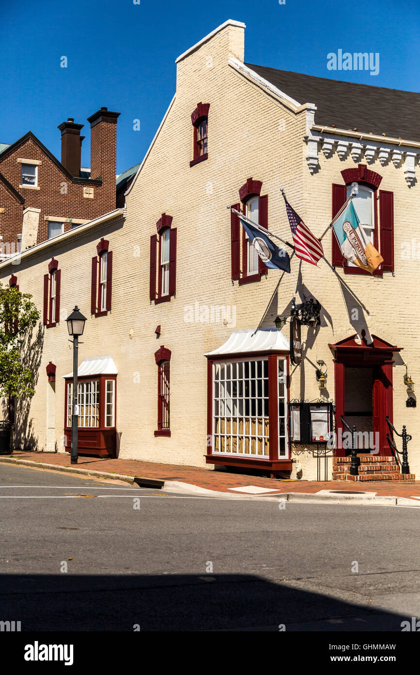 Corner Building with U.S., Virginia, and Alexandria Flags Stock Photo ...