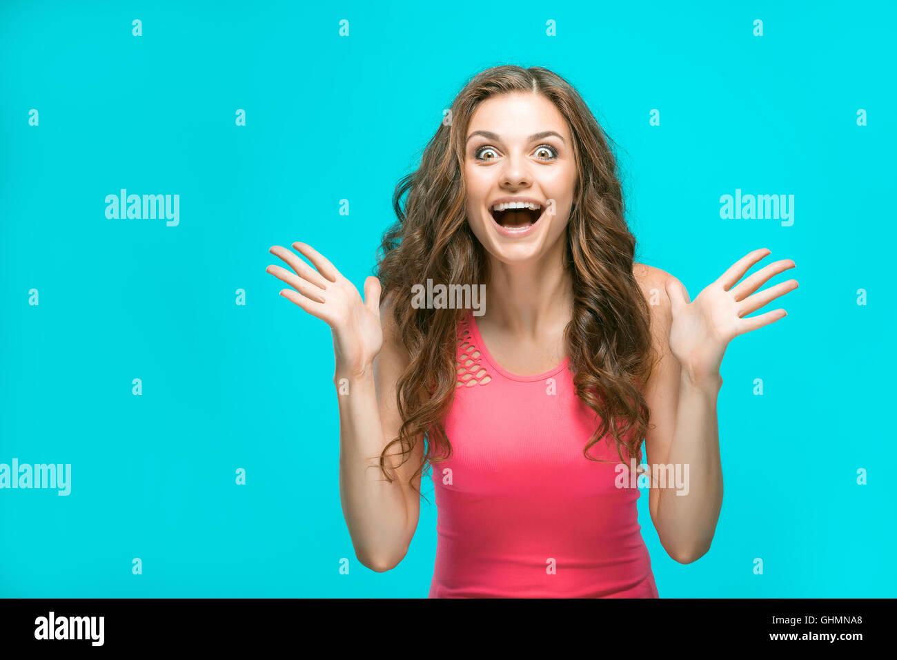 The young woman's portrait with happy emotions Stock Photo - Alamy