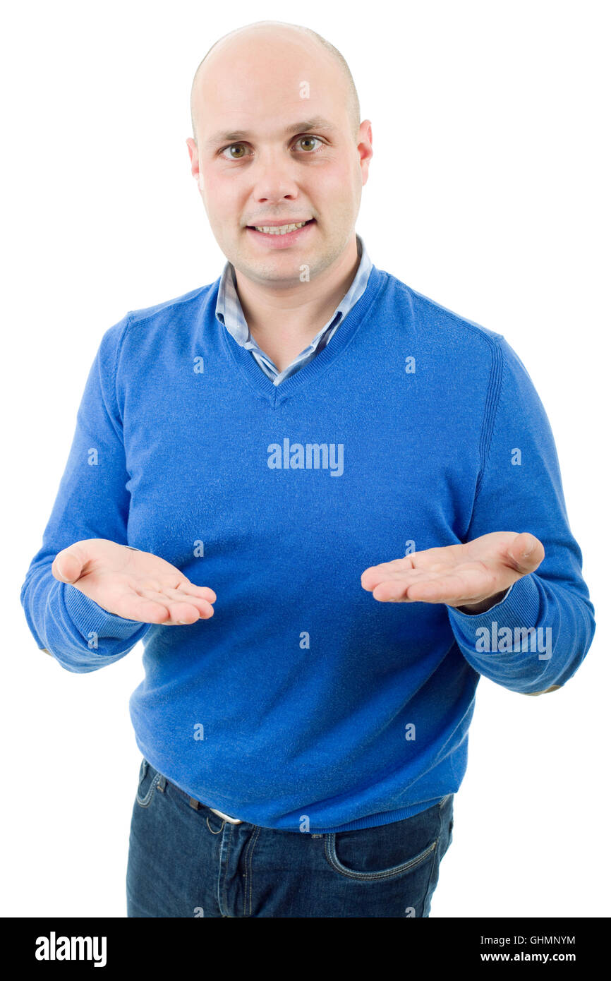 Young man showing his palms, isolated on white background Stock Photo ...