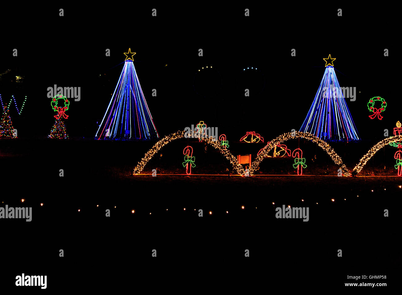 Christmas Lights at Night Moving Lights Stock Photo - Alamy