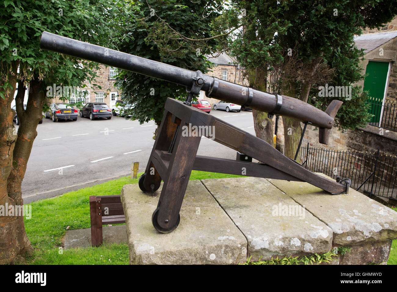 A historic gun, on display outside of Bellingham Town Hall in ...