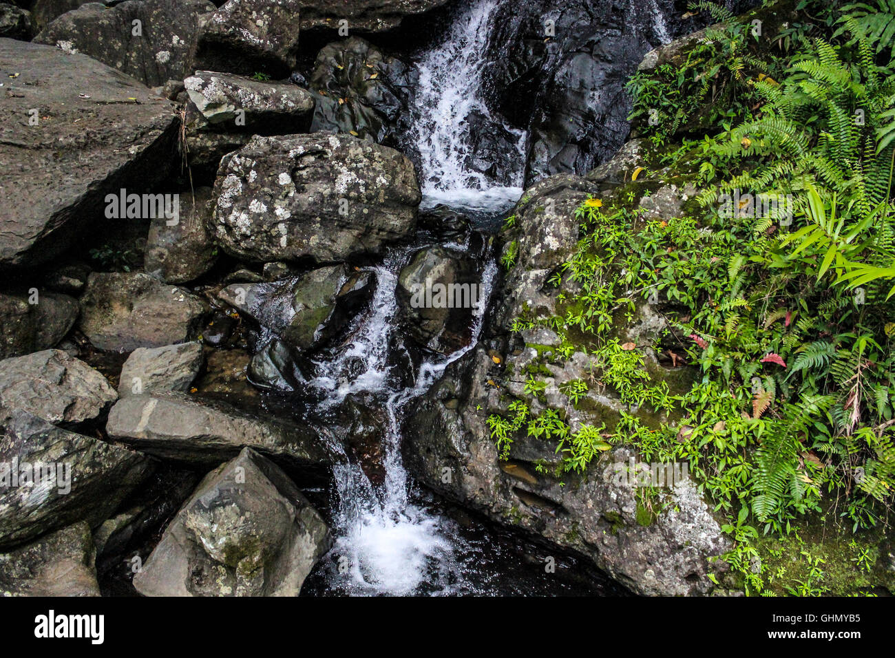 Water stream moving through rocks Stock Photo - Alamy