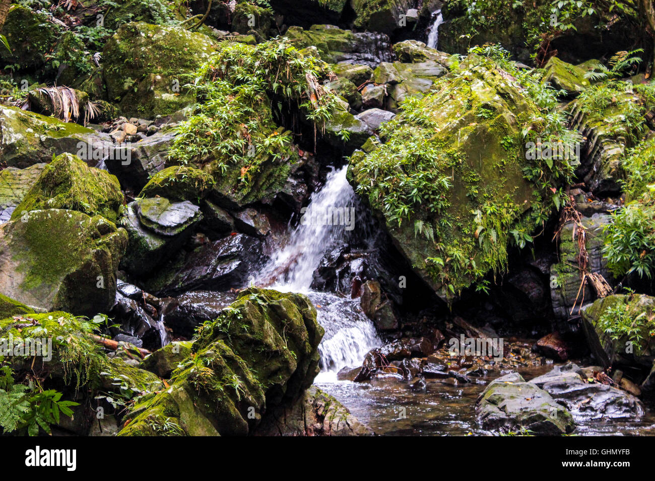 Water stream moving through rocks Stock Photo - Alamy