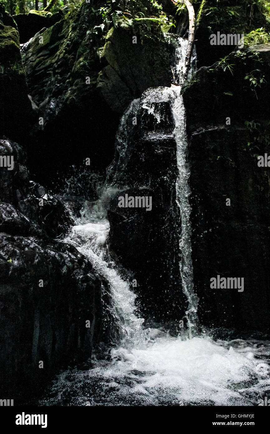 Water stream moving through rocks into pond Stock Photo - Alamy