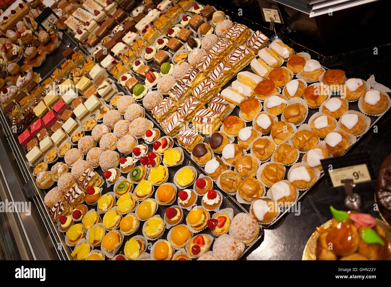 Sweet food display in Magasins Casino Supermarchés Le-Cannet, France ...
