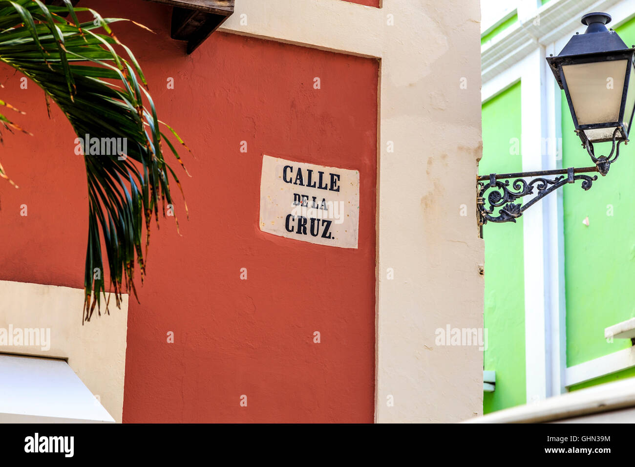 Old San Juan Puerto Rico Tile Street Sign of Calle de la Cruz Stock ...
