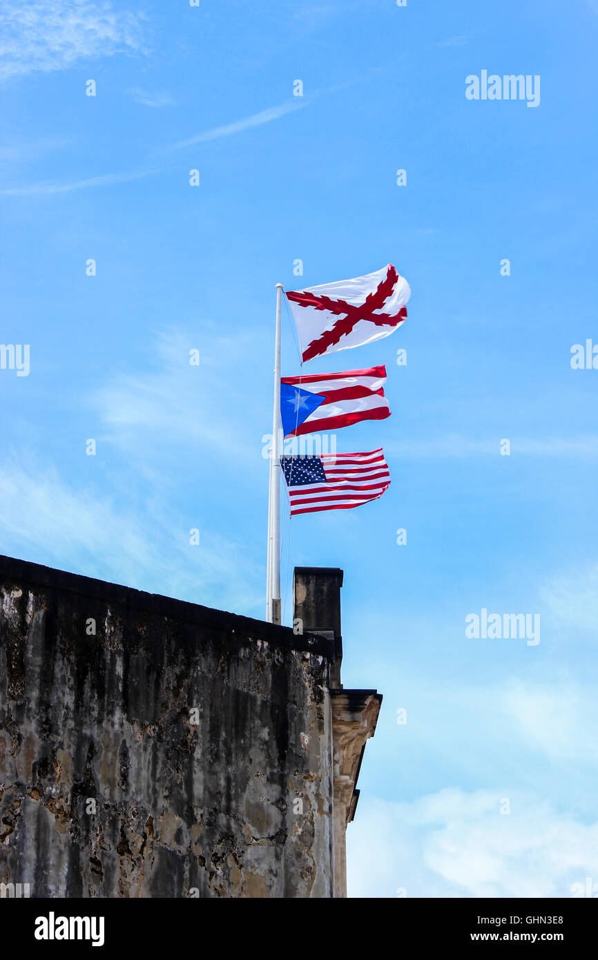 United States of America, Puerto Rico, and Colonial Flags in Castillo ...