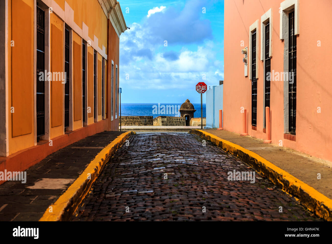Colorful Colonial Buildings in Old San Juan, Puerto Rico, with ...