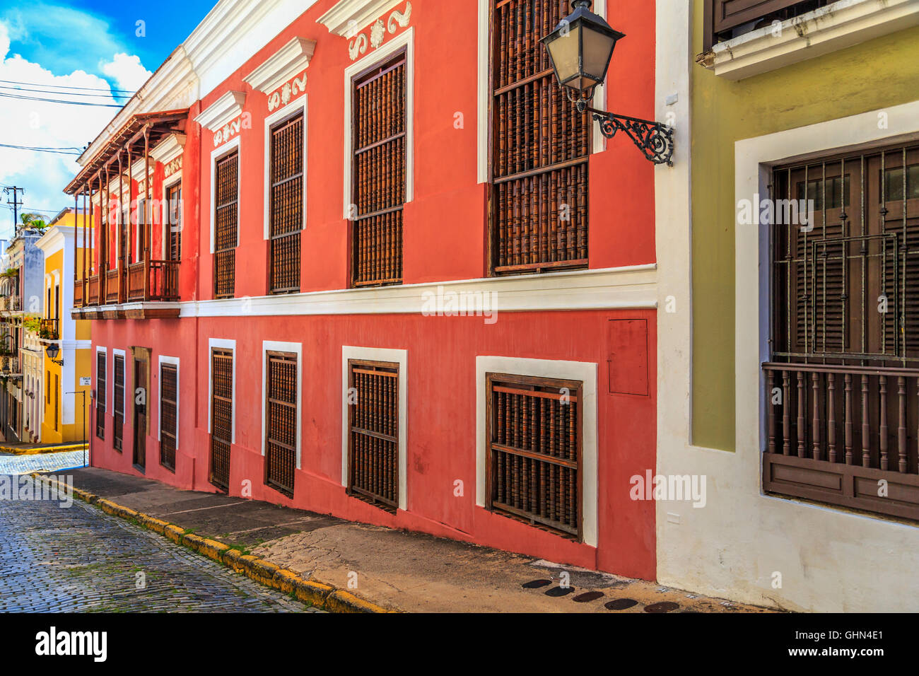 Colorful Colonial Buildings in Old San Juan, Puerto Rico, with ...