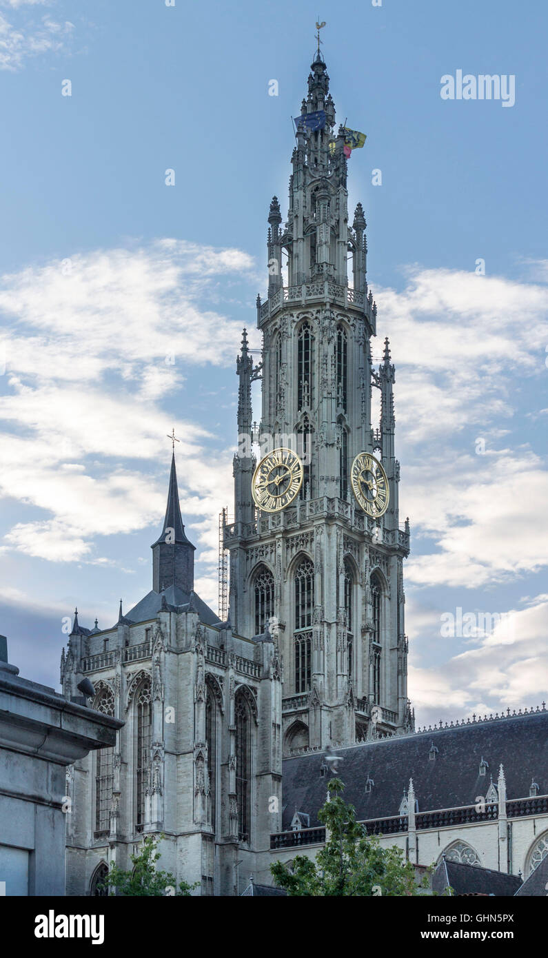 Cathedral Clock Tower, Antwerp, Belgium Stock Photo - Alamy