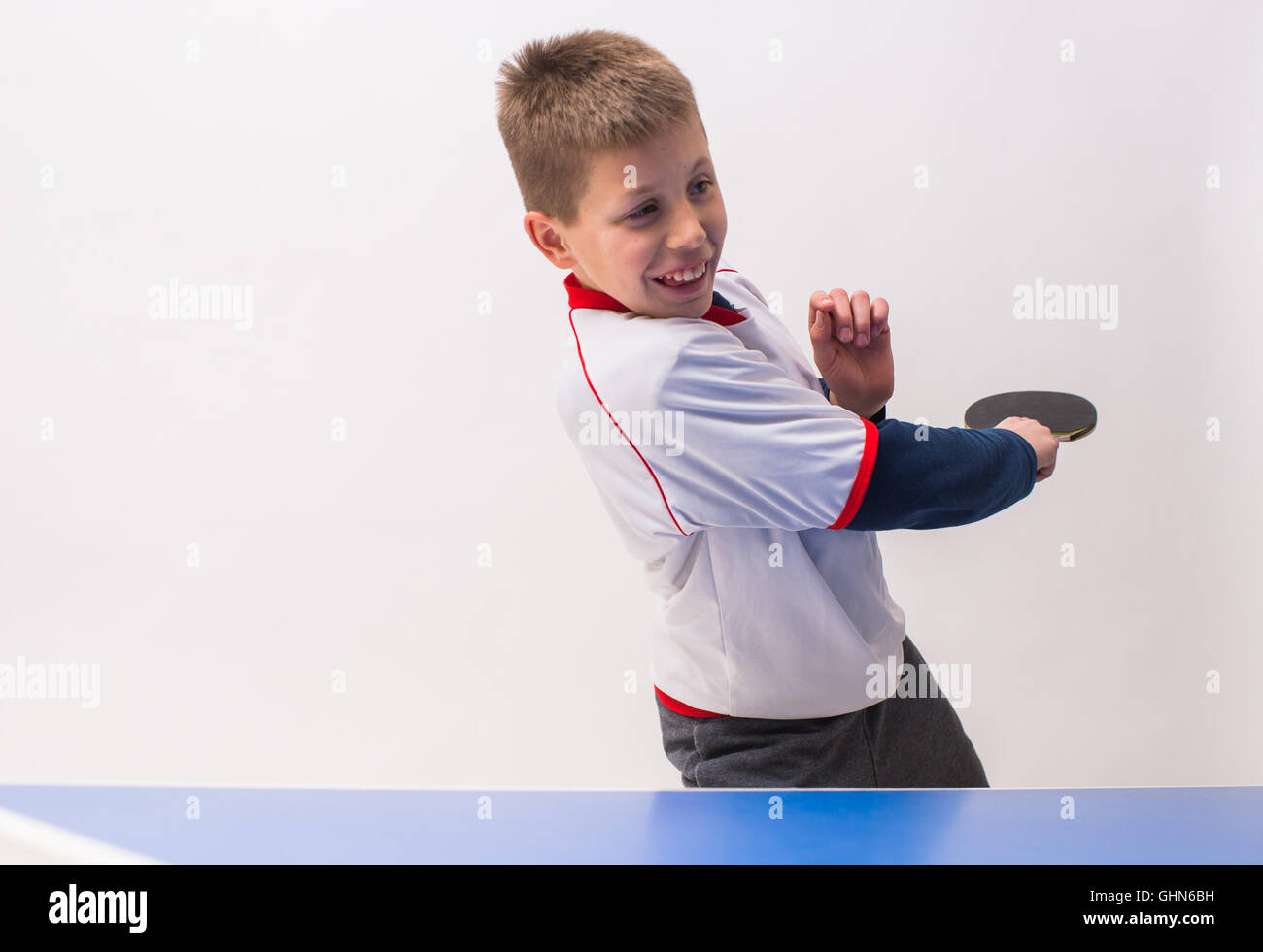 little boy playing table tennis Stock Photo - Alamy