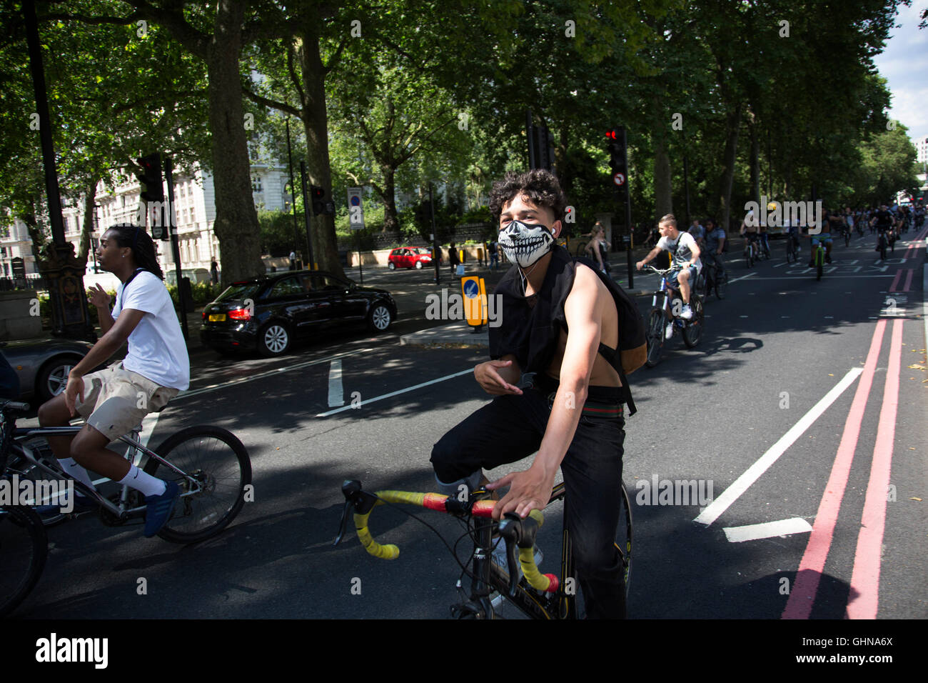 Thousands of cyclists from Bike Life block the street and wheelie their ...