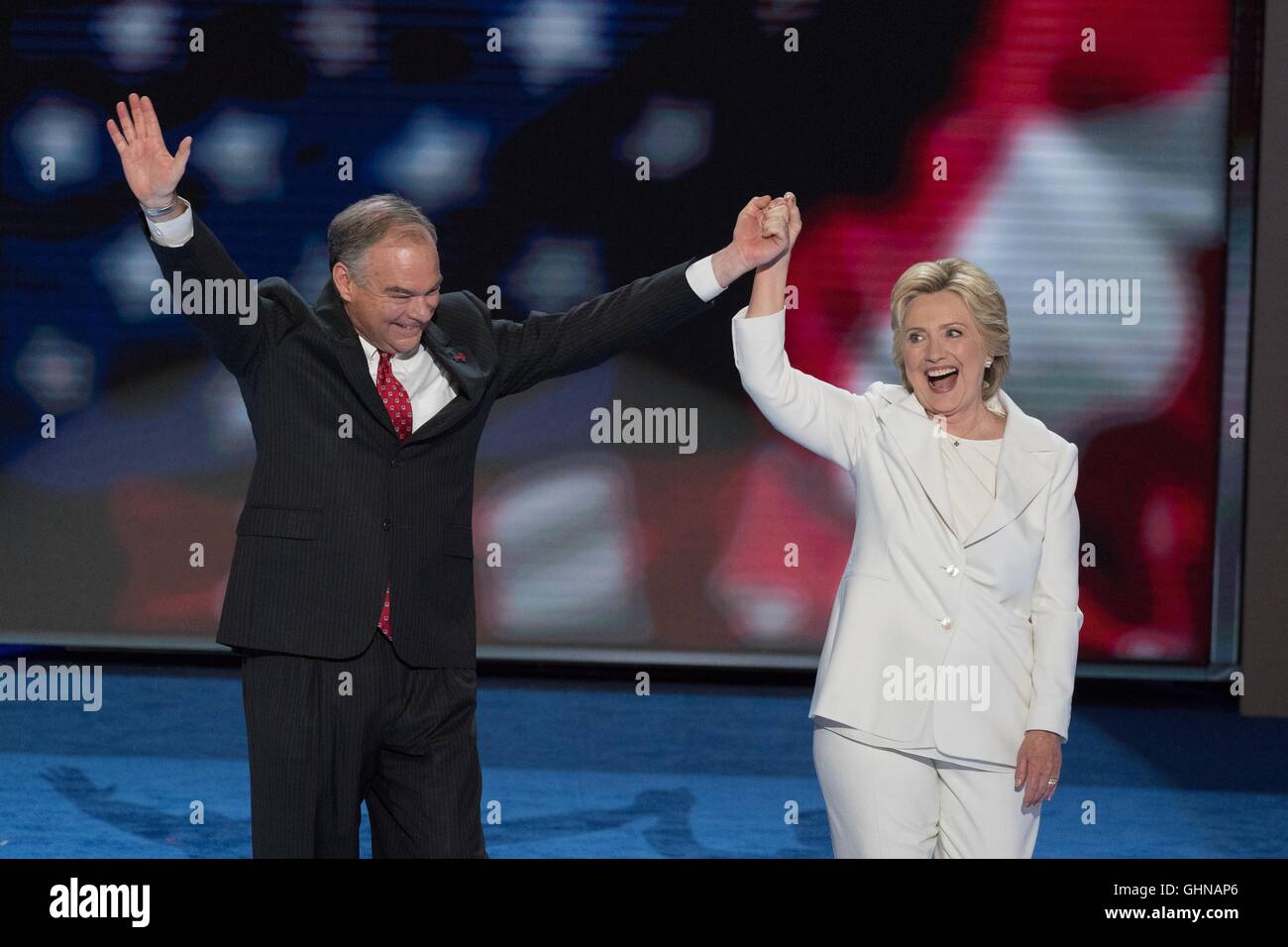 Hillary Clinton and Vice Presidential nominee Gov. Tim Kaine after ...