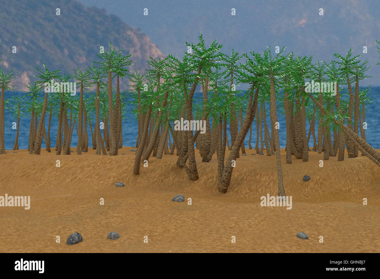 3D rendering of low poly beach scene Stock Photo - Alamy