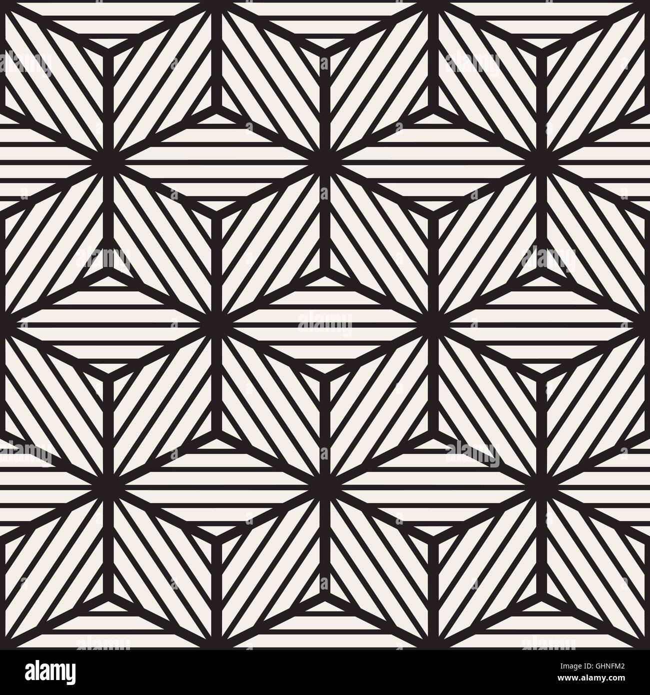 Vector Seamless Black And White Cube Lines Grid Pattern Stock Vector ...