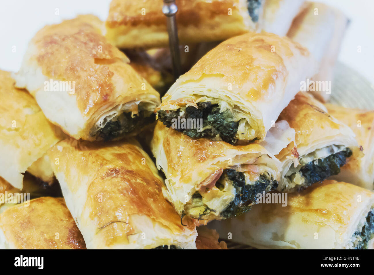 Turkish recipe, Borek filo pastry with cheese and spinach filling Stock ...
