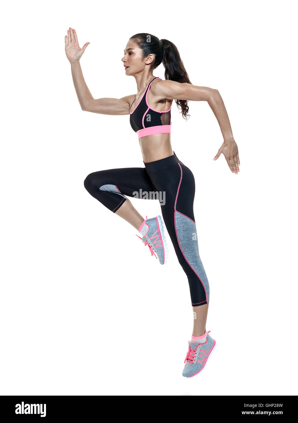 woman fitness exercises isolated white background Stock Photo - Alamy
