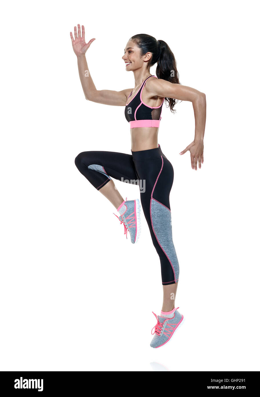 woman fitness exercises isolated white background Stock Photo - Alamy