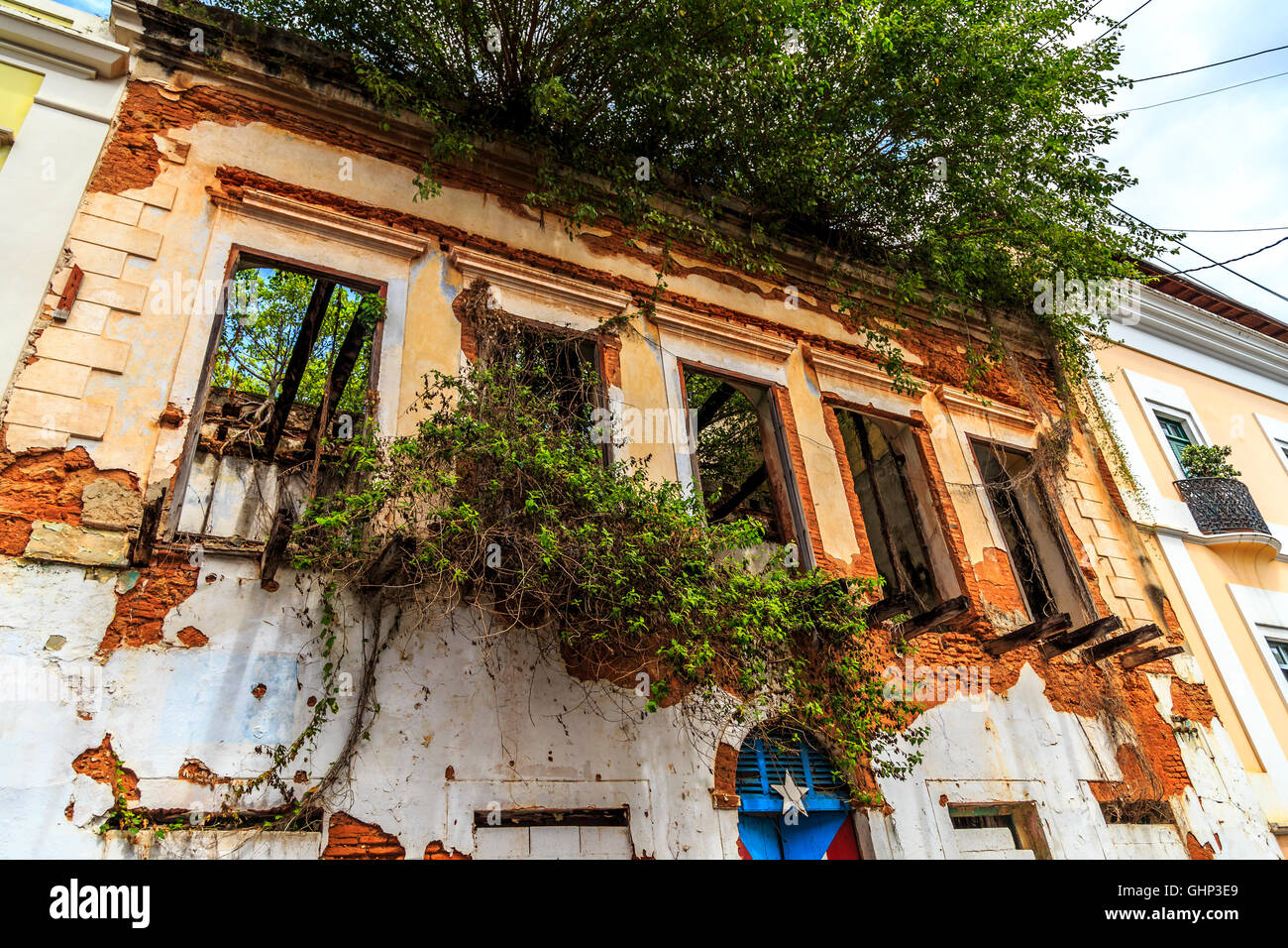 Tree Growing out of Old Dilapidated Building in Old San Juan, Puerto ...