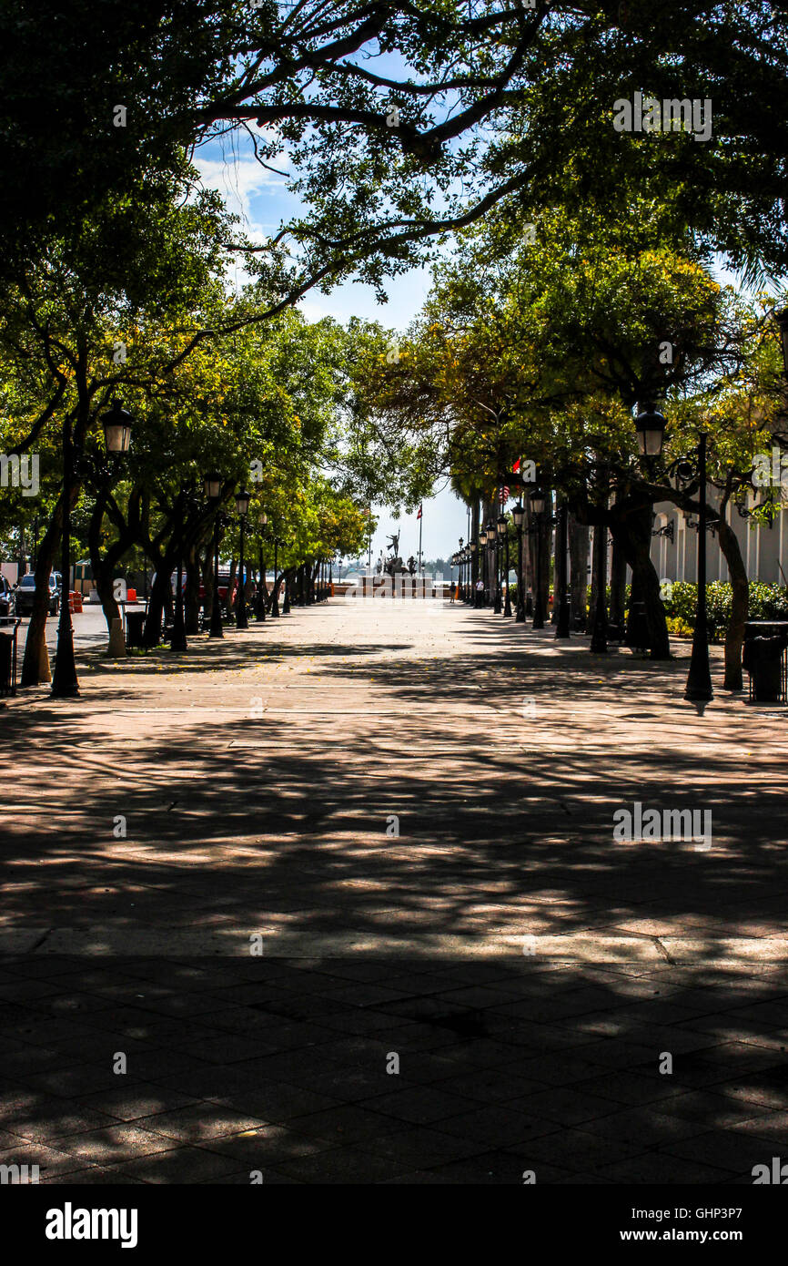 Paseo de la Princesa facing Raices Fountain in Old San Juan, Puerto ...