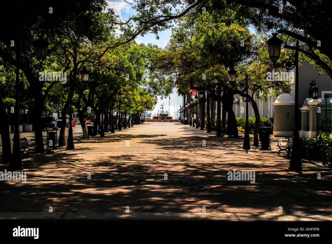 Paseo de la Princesa facing Raices Fountain in Old San Juan, Puerto ...