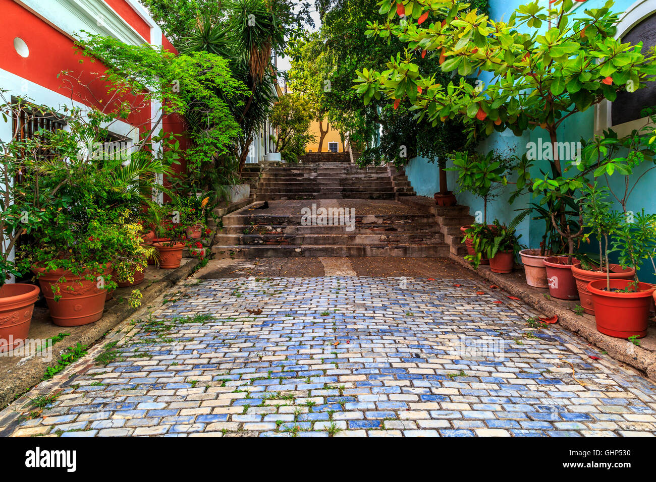 Old Steps with Cobblestone in Old San Juan, Puerto Rico Stock Photo - Alamy