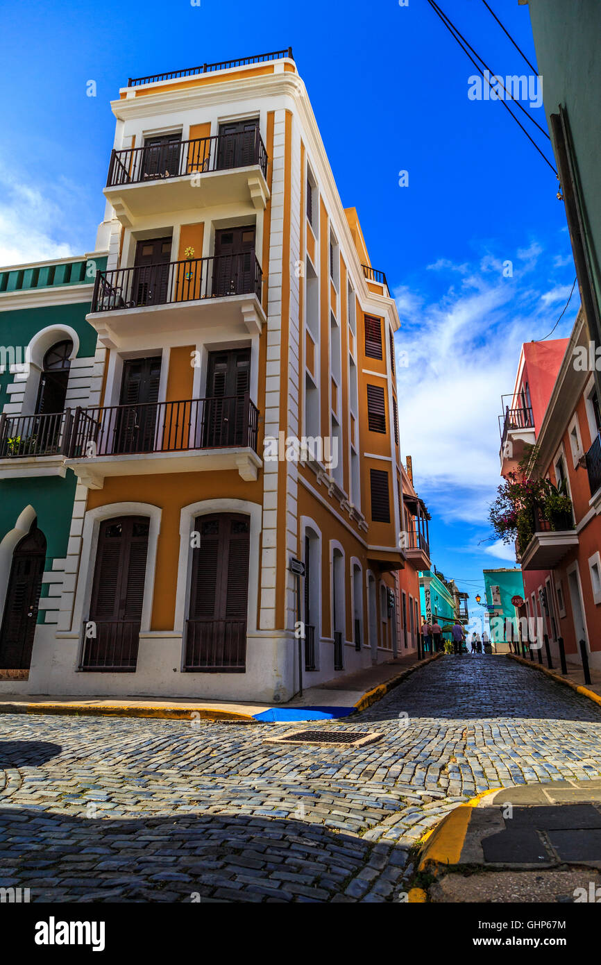 Colorful Colonial Buildings in Old San Juan, Puerto Rico, with ...