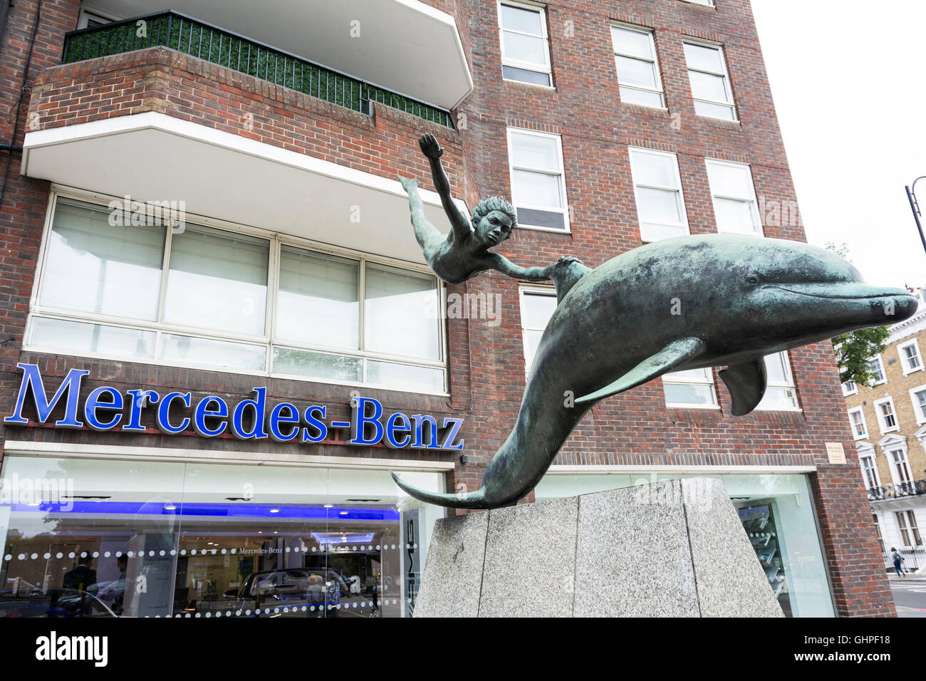 London, England, UK: Boy with a Dolphin by David Wynne outside the ...