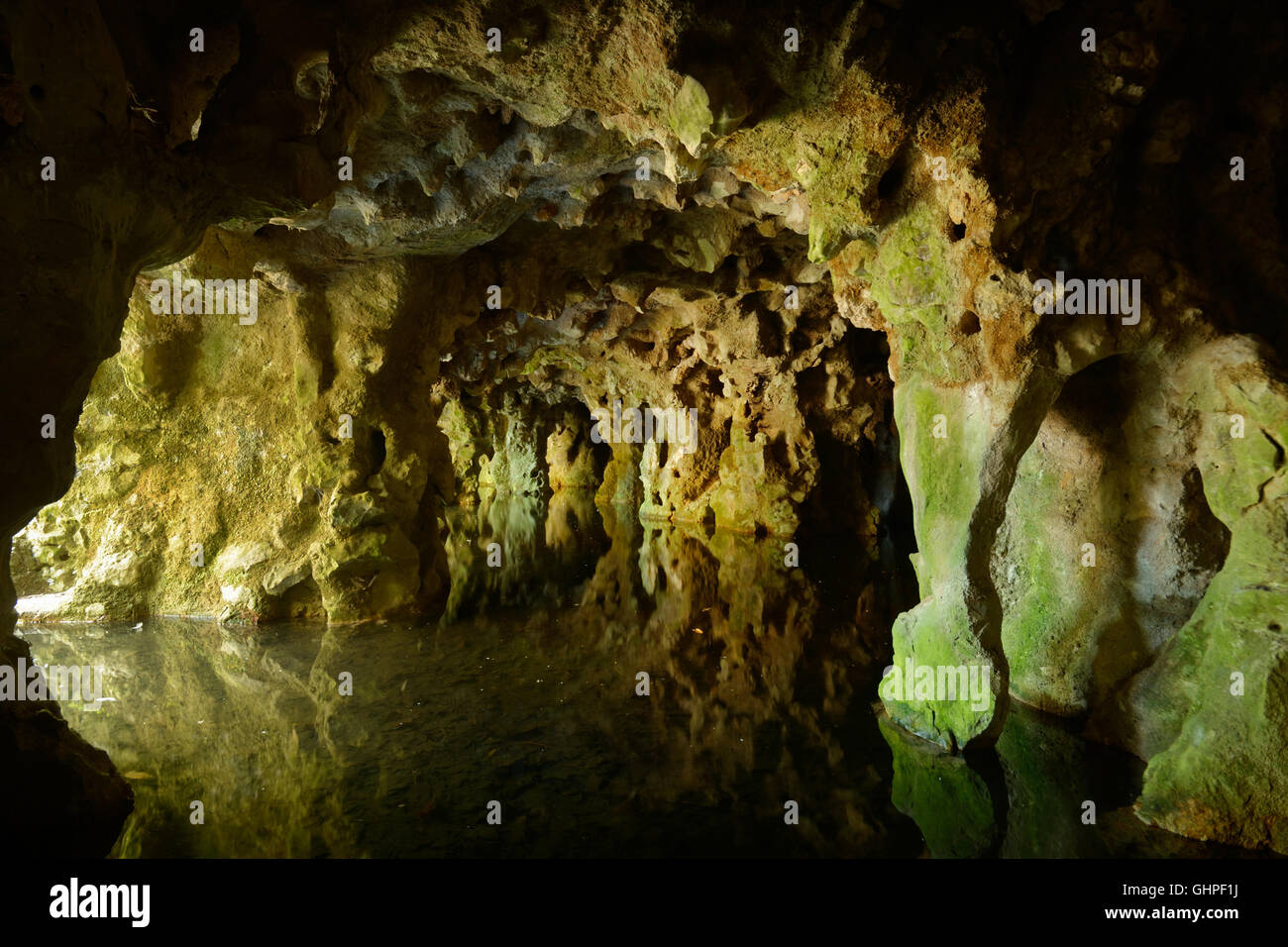 Portugal, Sintra, grotto in the park of Quinta da Regaleira estate, a ...