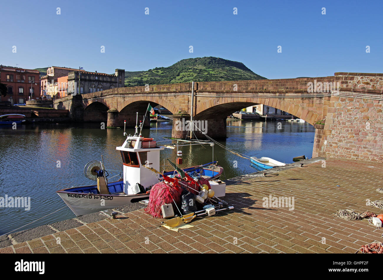 Bosa, Sardinia. The harbour of the Temo river Stock Photo - Alamy