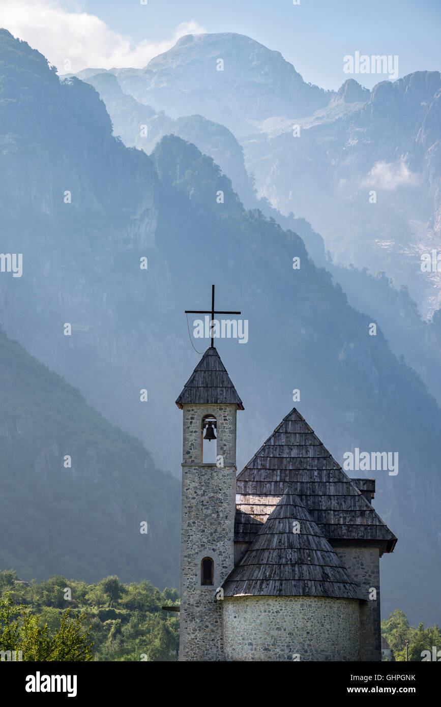 The shingle roofed church at the village of Theth With the Albanian ...