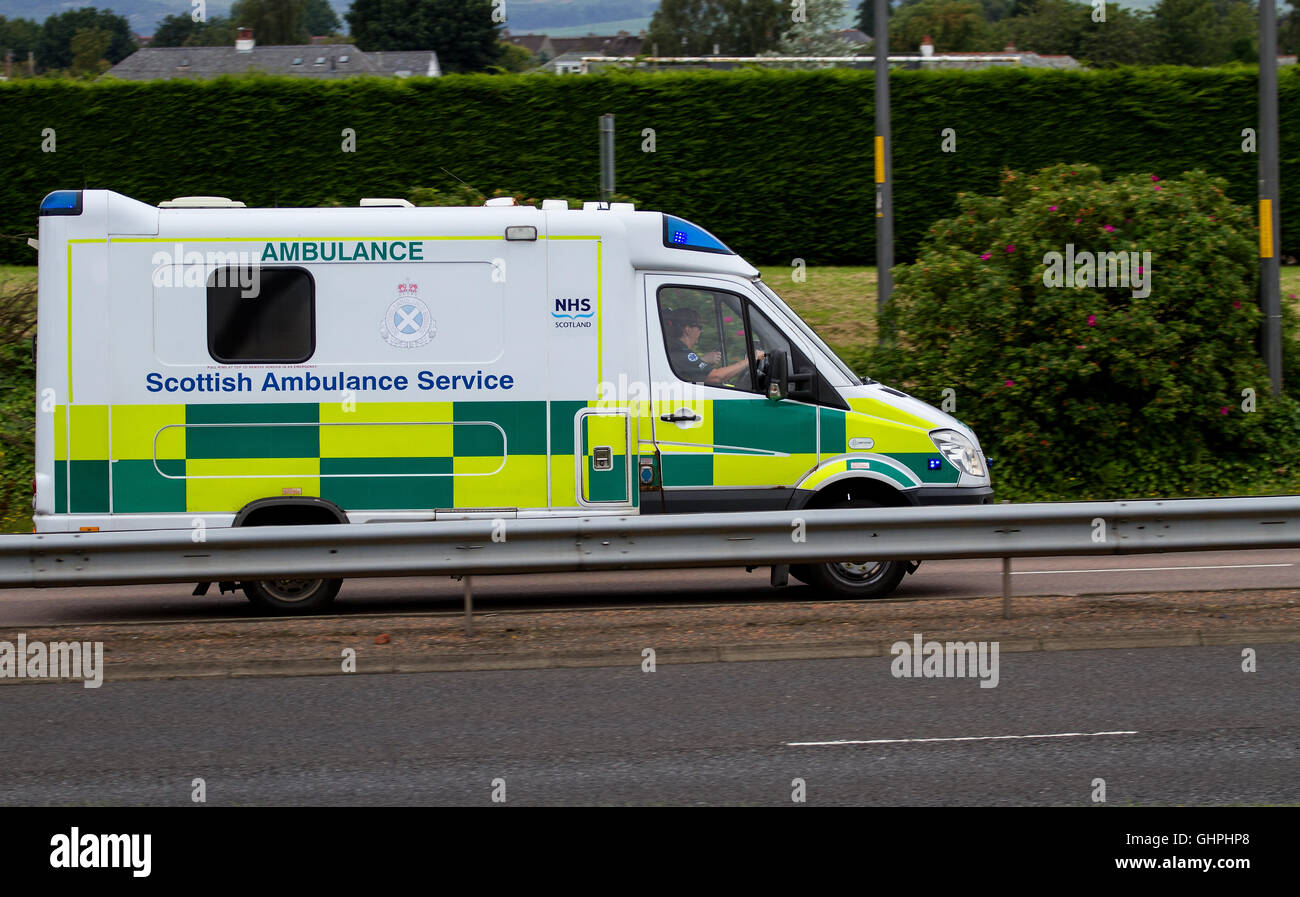 Emergency Ambulance from the Scottish Ambulance Service responds to a ...