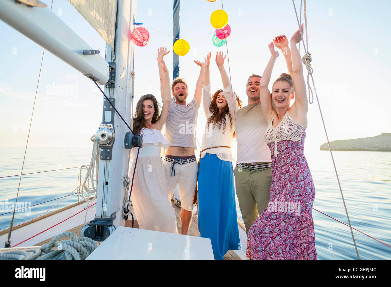 Carefree friends laughing having hi-res stock photography and images ...