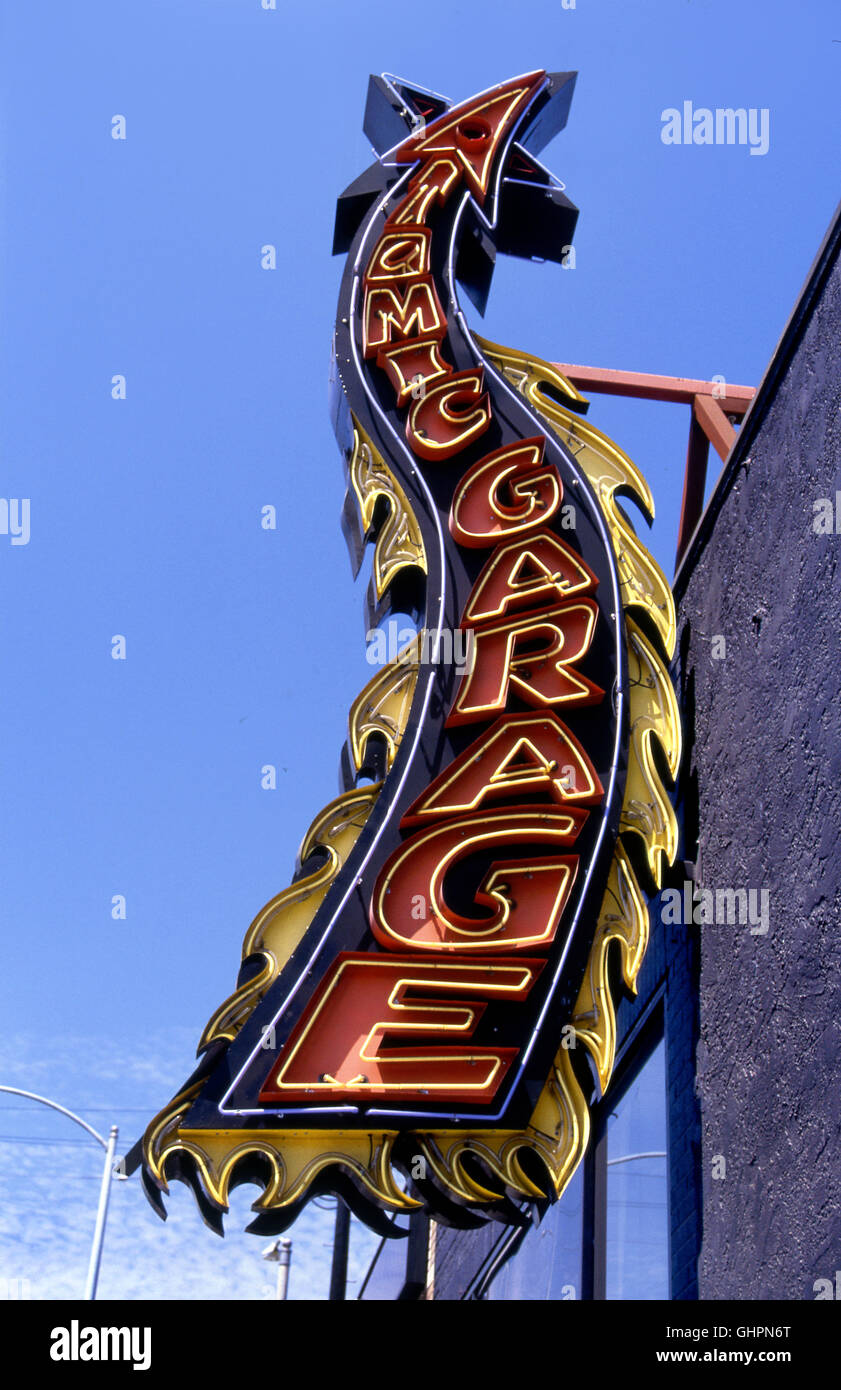 Atomic Garage sign on Melrose Ave. in Los Angeles, CA Stock Photo - Alamy