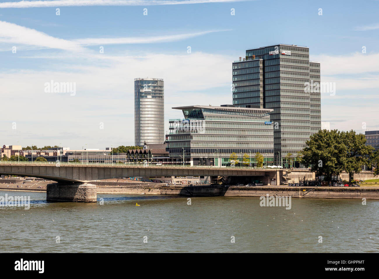 Lanxess Group headquarters building at the Rhine river in Cologne ...