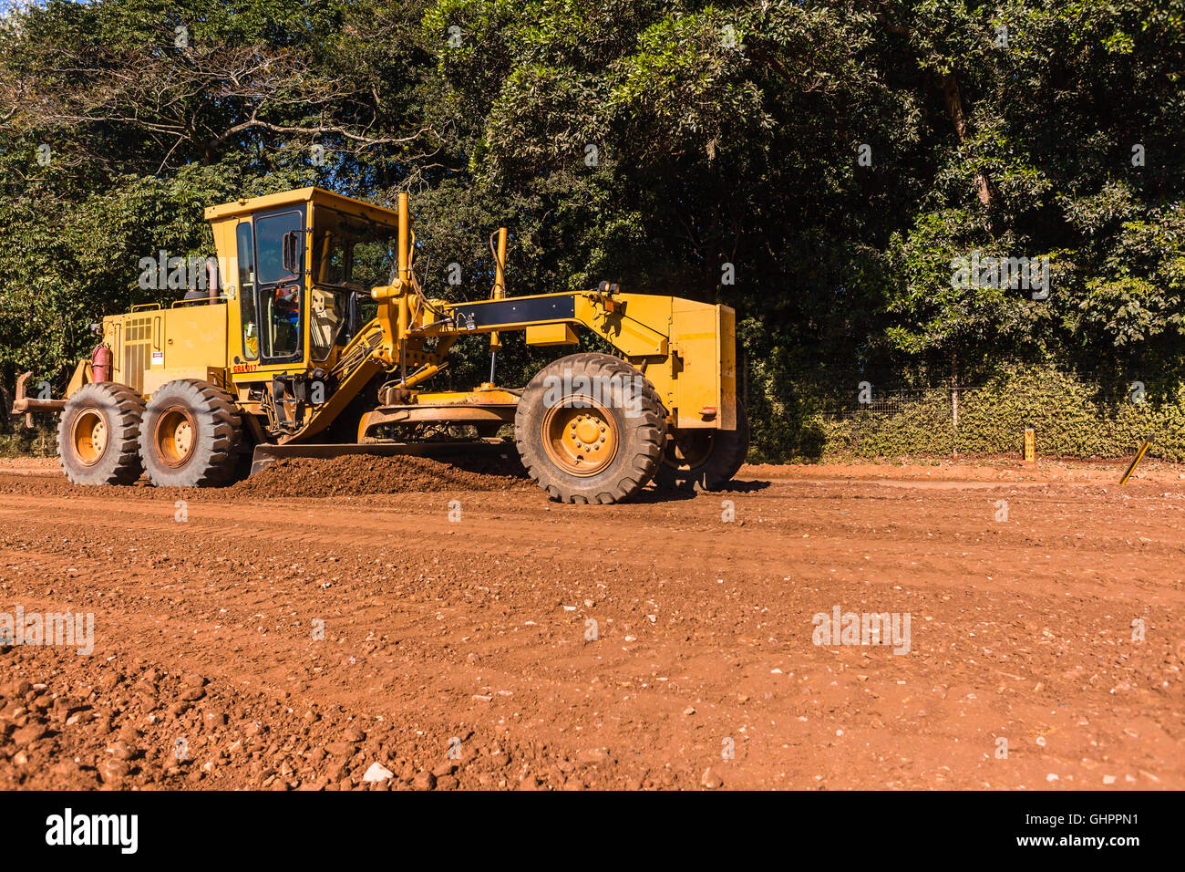 Grader vehicle industrial machine doing construction new road ...