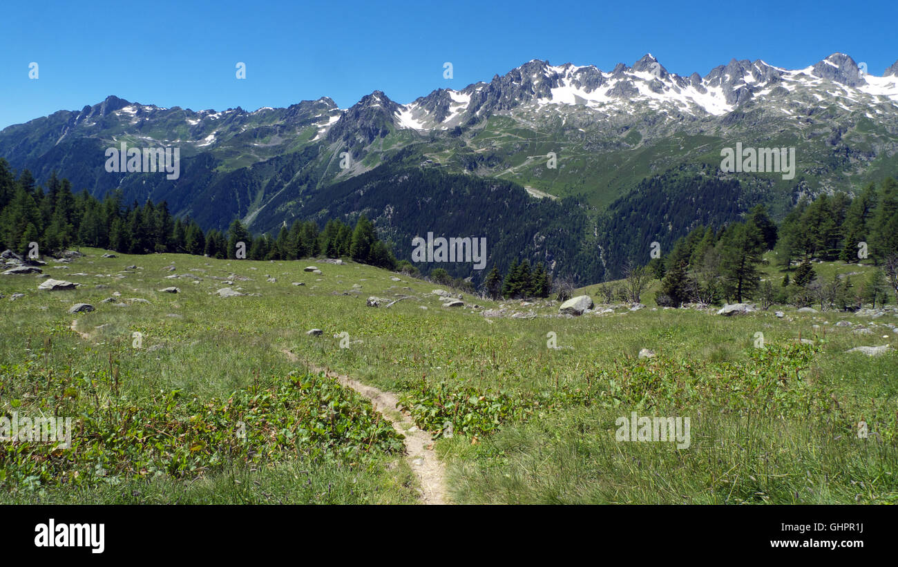 Grand Balcon Nord, nr Chalets de la Pendant, view of Aiguilles Rouges ...