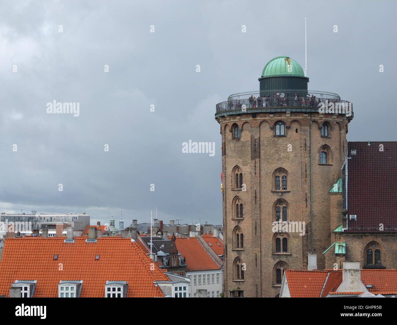 Sightseers on the roof of the Rundetaarn (Round Tower), a 17th century ...