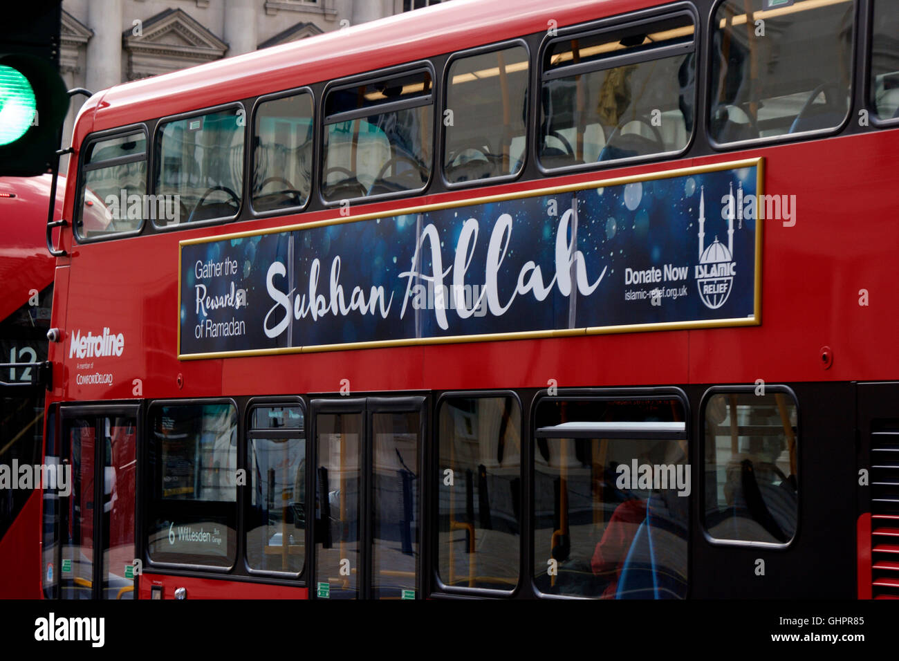 A London bus advertising "Subham Allah" encouraging Muslims to donate ...