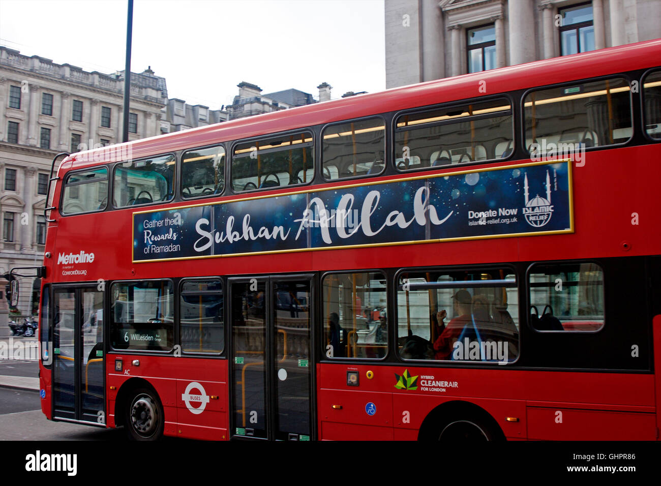 A London bus advertising "Subham Allah" encouraging Muslims to donate ...