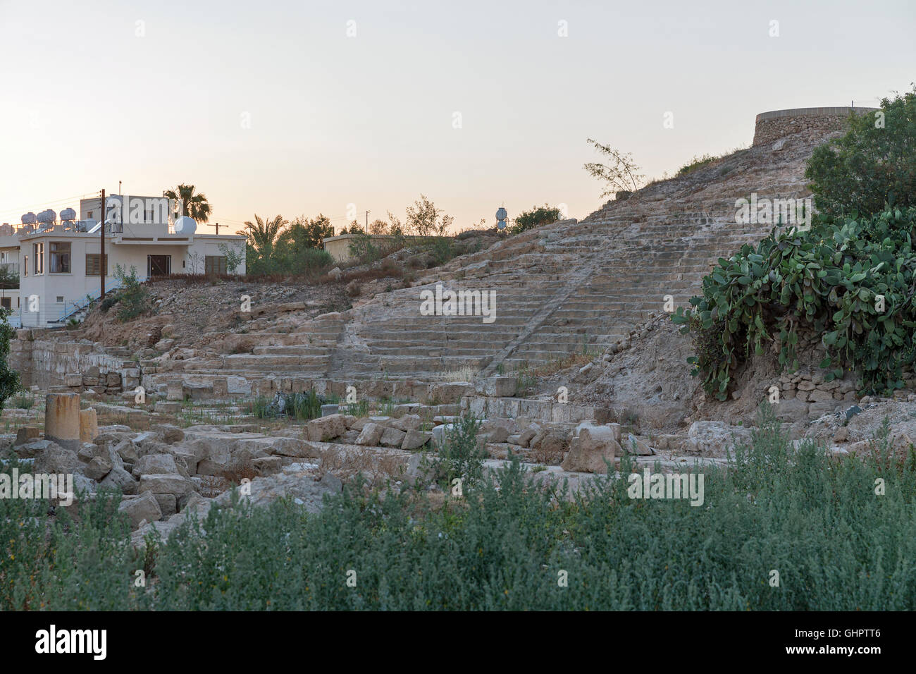 Ancient stone amphitheater ruins in Paphos, Cyprus Stock Photo - Alamy