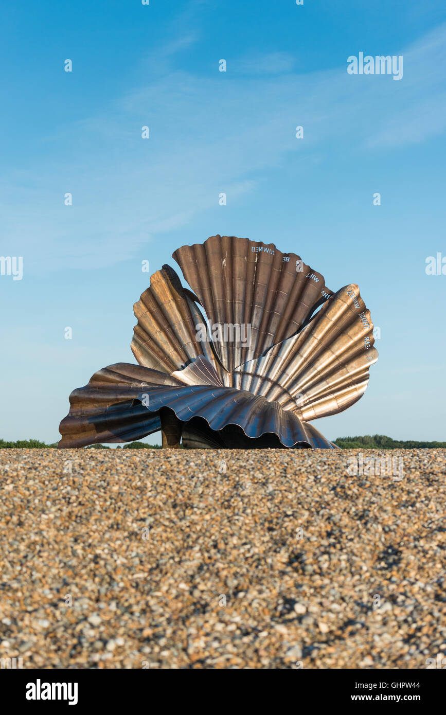 Maggi Hambing's scallop metal sculpture on the beach at Aldeburgh ...