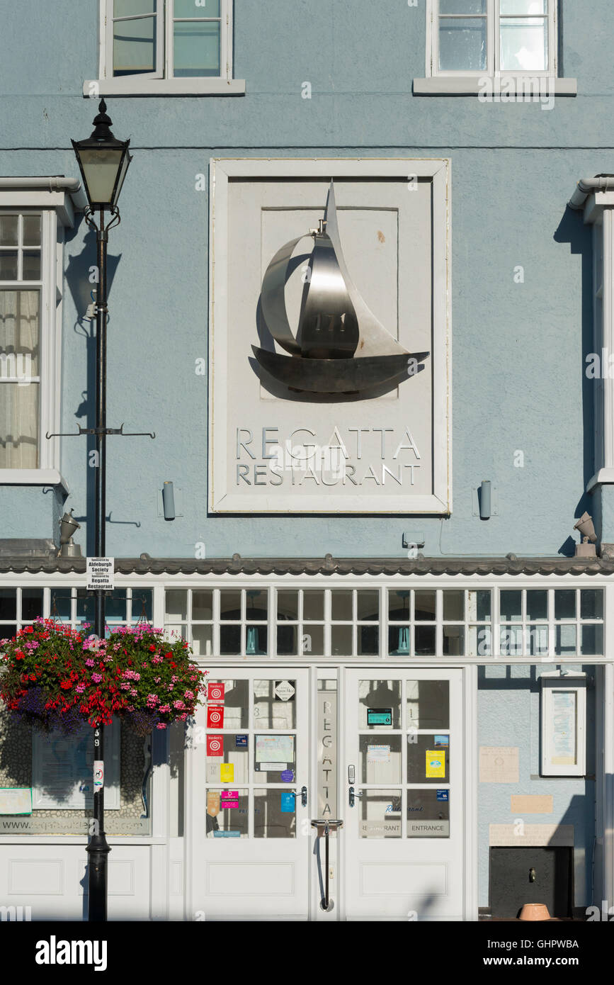 The Regatta restaurant Aldeburgh Suffolk UK and detail of sign Stock ...