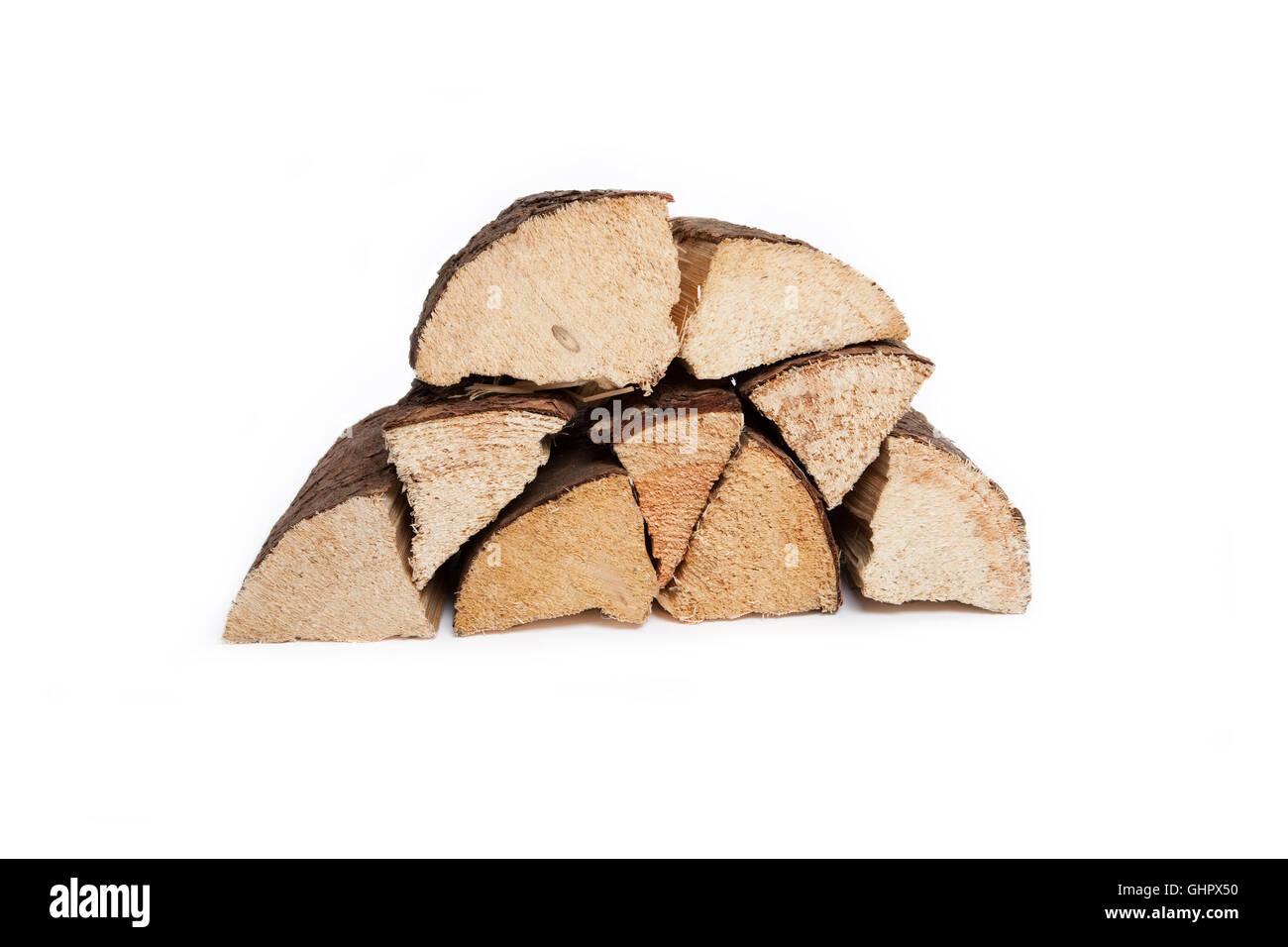log pile of dried hard wood, white background, isolated Stock Photo - Alamy