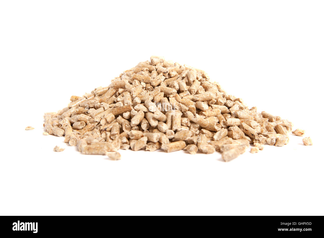 stack of wooden pellets for bio energy, white background, isolated ...