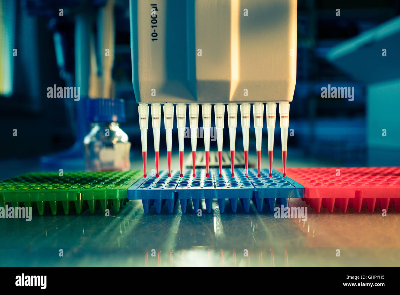 Sampling multipipette in biochemical laboratory Stock Photo - Alamy